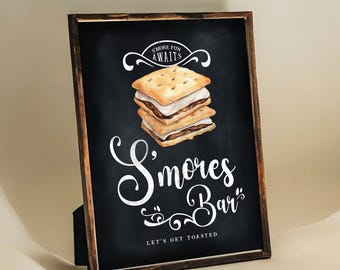 S'mores Bar - Smore Station Sign - Roast a Marshmallow and Party S'more ...