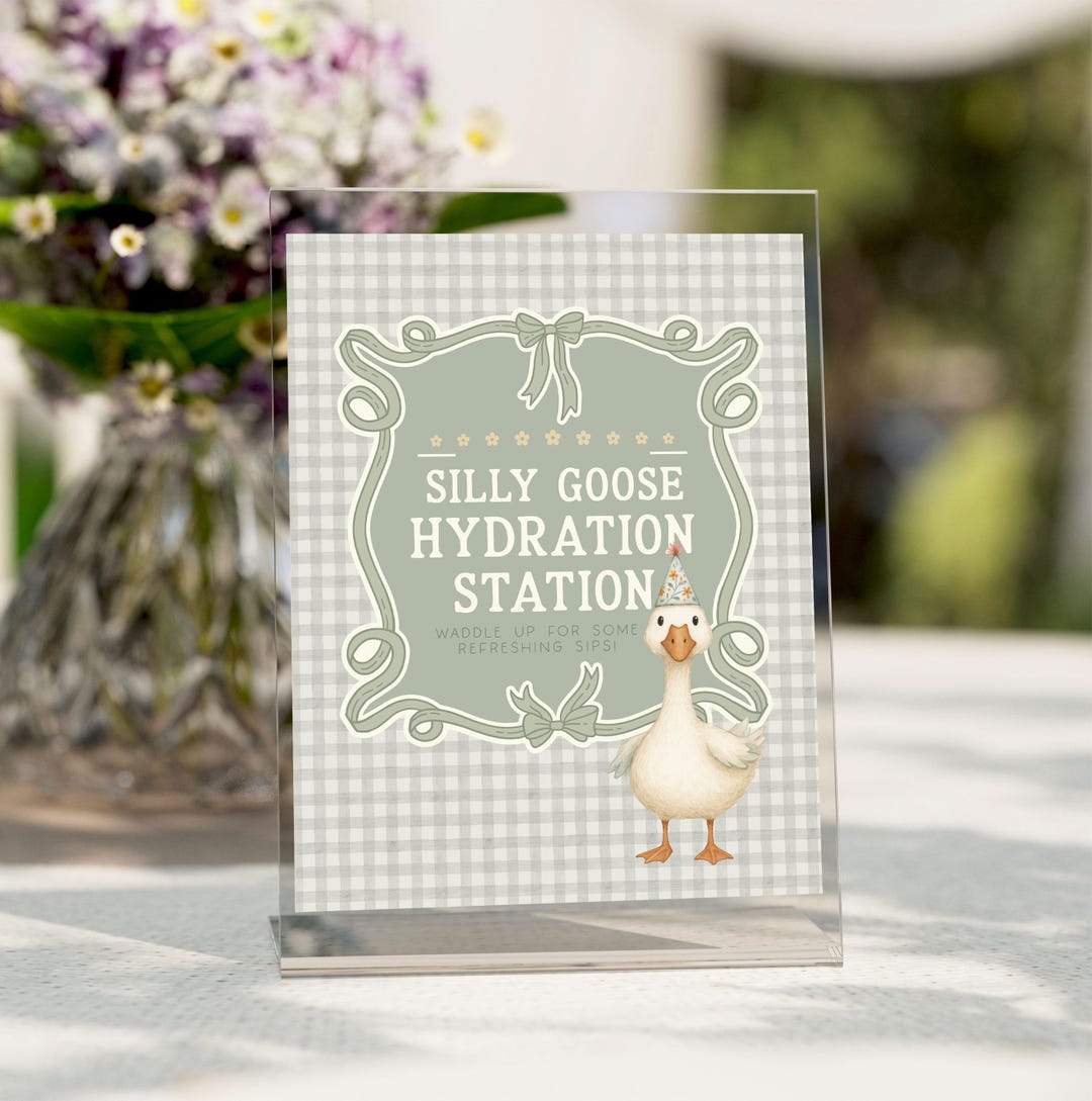Silly Goose Hydration Station Sign – Birthday, Baby Shower (instant ...