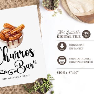 Churros Bar - Churros Station Sign - Minimalist - Printable - Digital ...