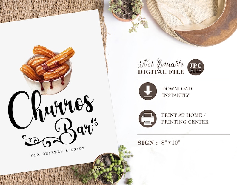 Churros Bar - Churros Station Sign - Minimalist - Printable - Digital ...