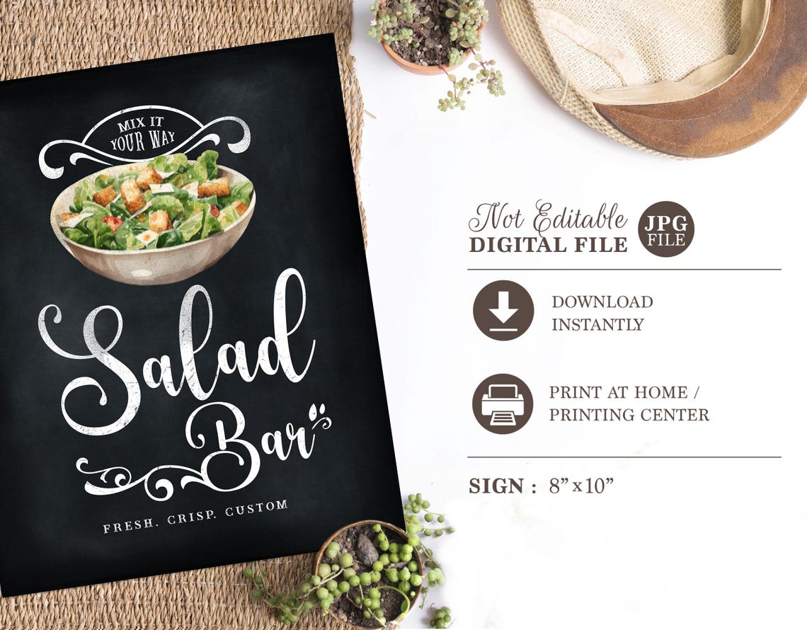 Salad Bar - Salad Station Sign - Chalkboard - Printable - Digital File ...