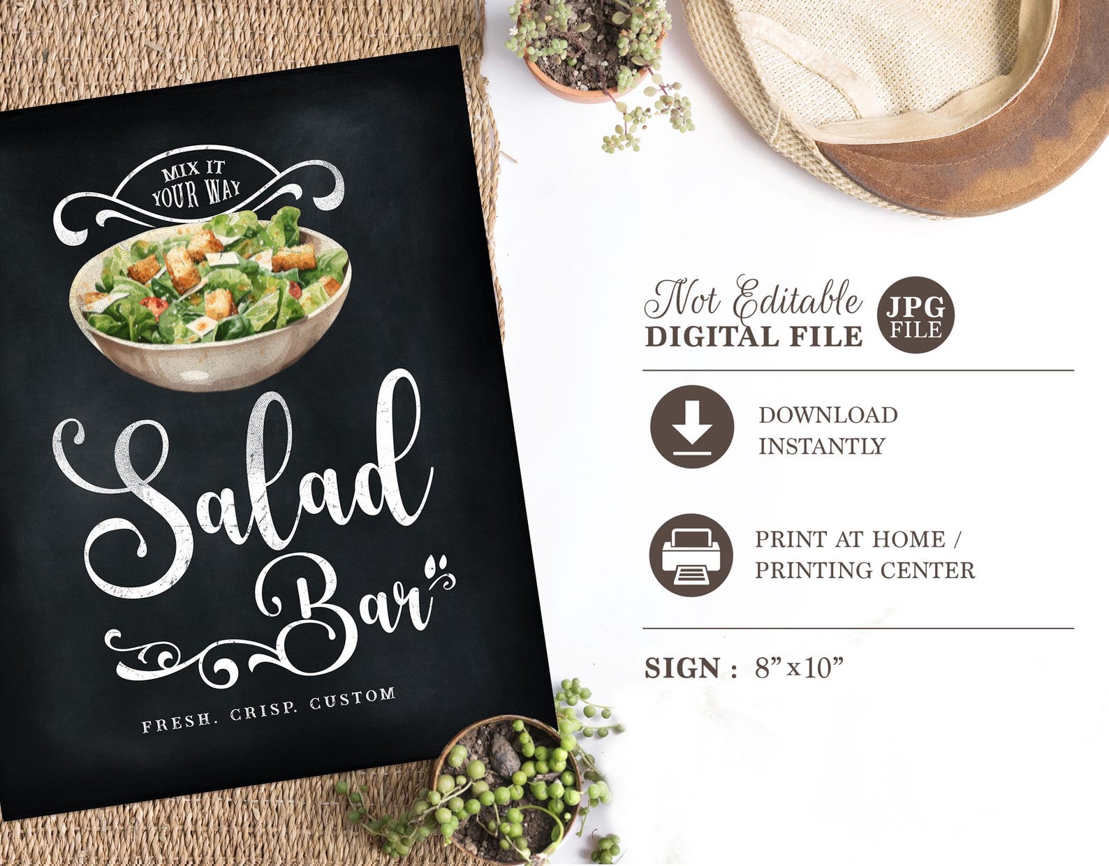 Salad Bar - Salad Station Sign - Chalkboard - Printable - Digital File ...