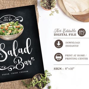 Salad Bar - Salad Station Sign - Chalkboard - Printable - Digital File ...