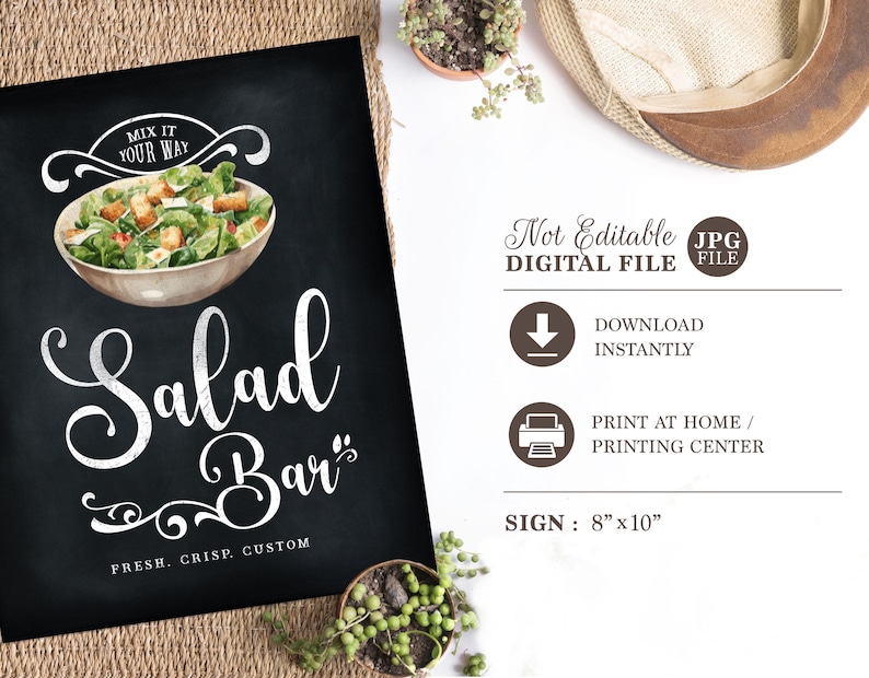Salad Bar - Salad Station Sign - Chalkboard - Printable - Digital File ...