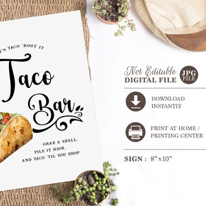 Taco Bar - Taco Station Sign - Minimalist - Printable - Digital File - Etsy