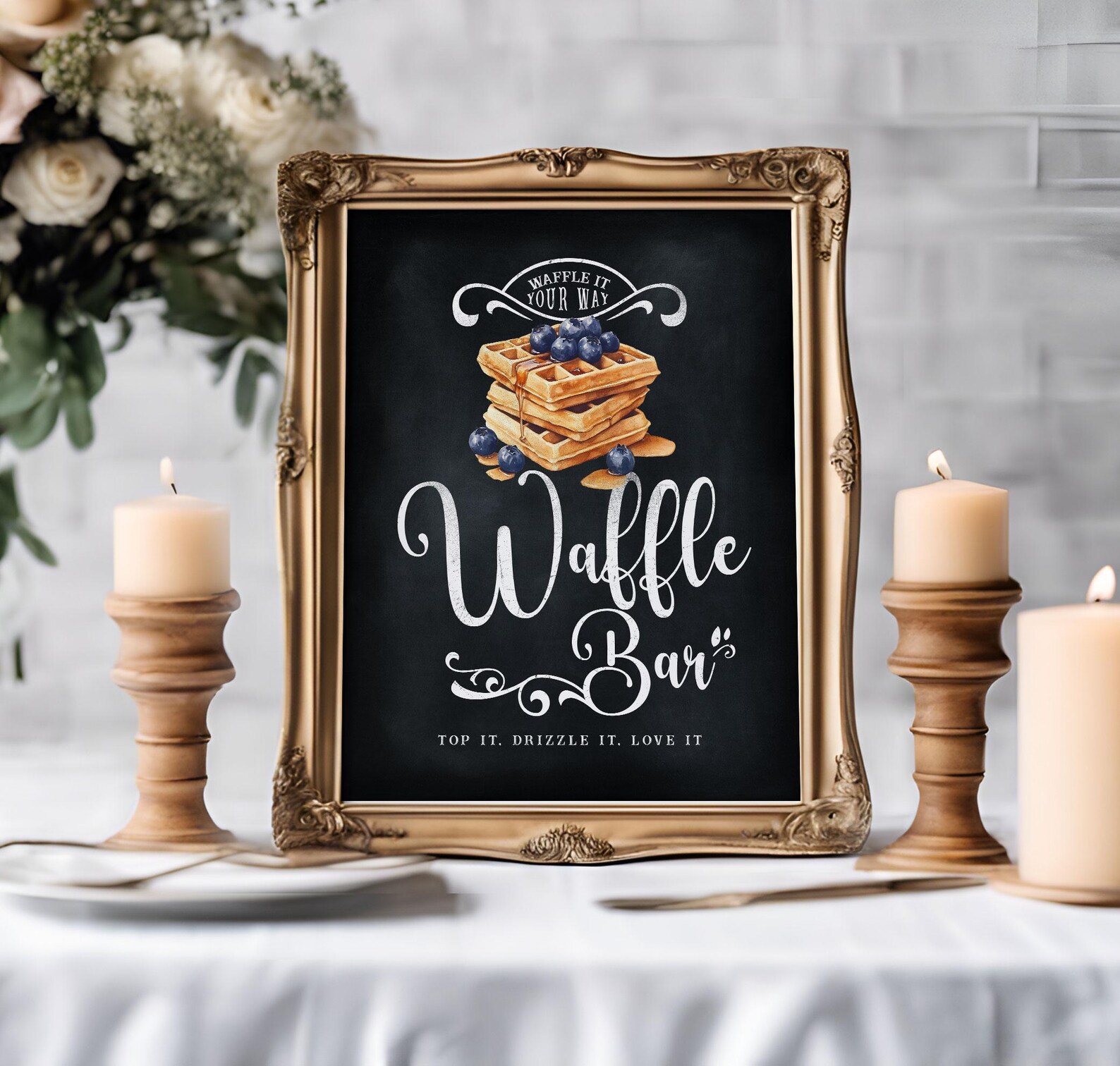 Waffle Bar - Waffle Station Sign - Chalkboard - Printable - Digital ...