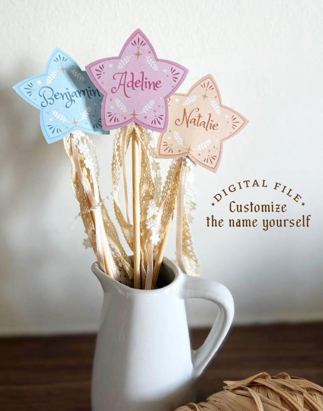 Editable Fairy Wand With Matching Signs – Custom Name Magical Wand ...