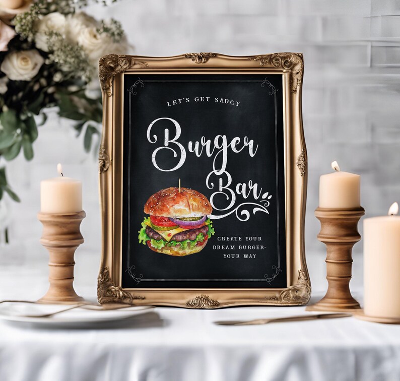 Burger Bar - Burger Station Sign - Chalkboard - Printable - Digital ...