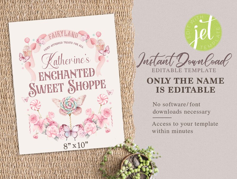 Editable Fairy Garden Sweet Shoppe Sign - Enchanted Sweet Shop ...