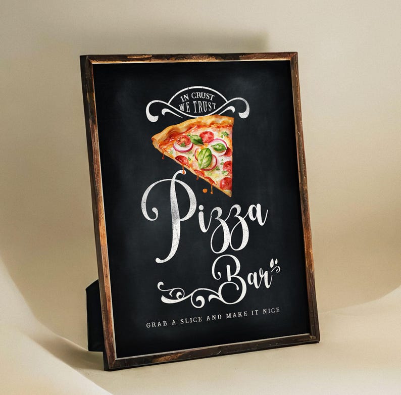 Pizza Bar - Pizza Station Sign - Chalkboard - Printable - Digital File ...