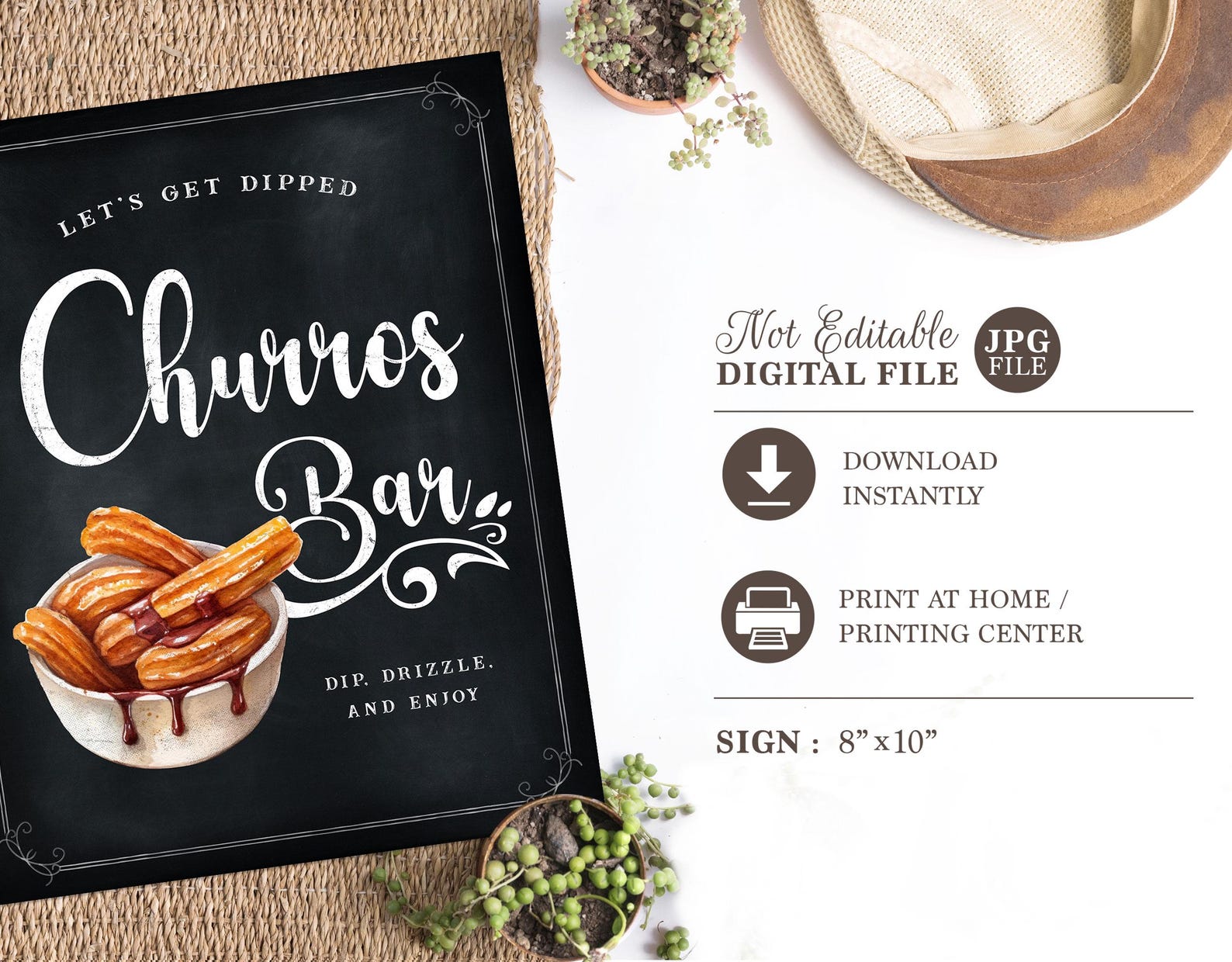 Churros Bar - Churros Station Sign - Chalkboard - Printable - Digital ...