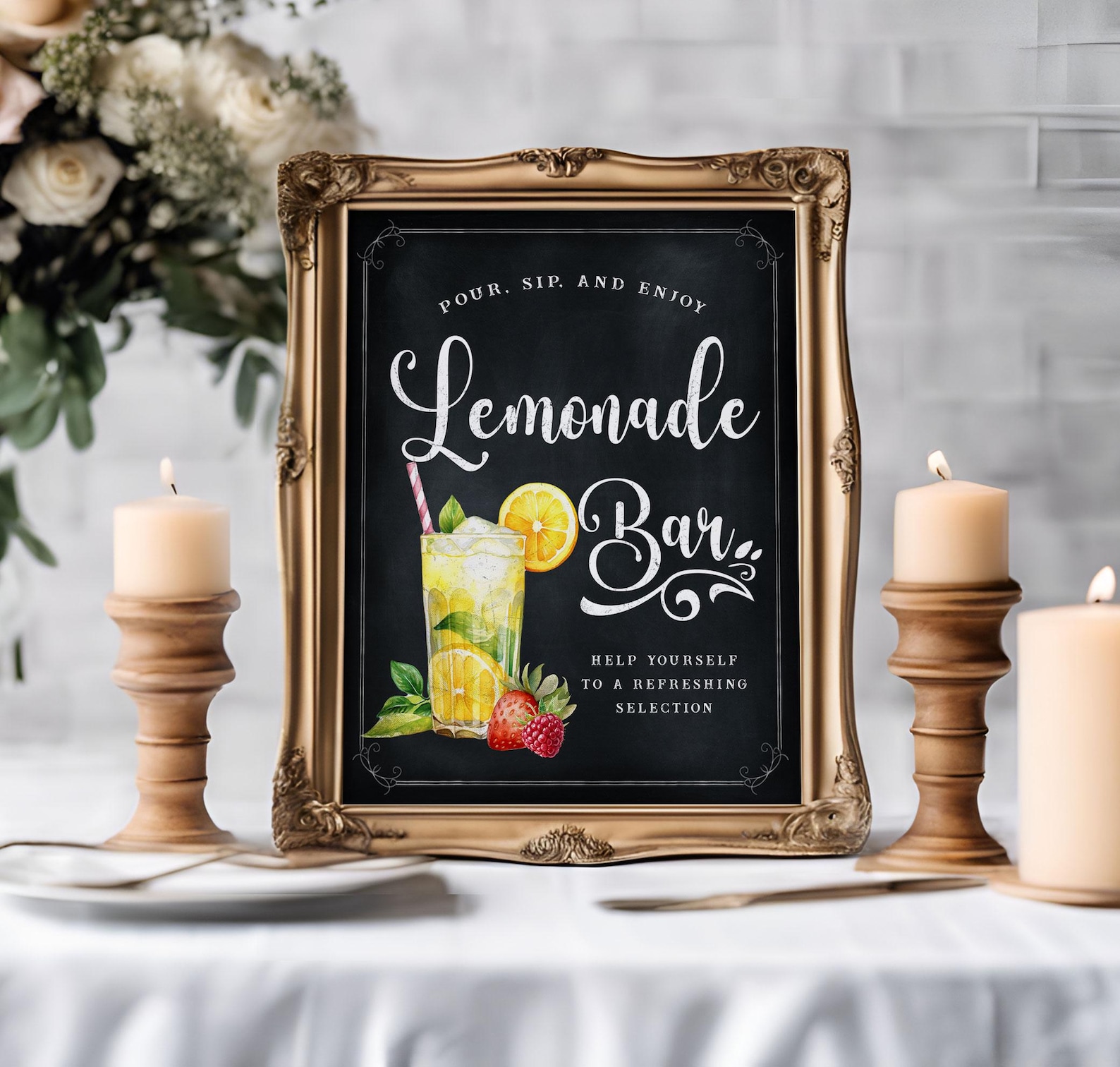Lemonade Bar - Lemonade Stand Sign - Chalkboard - Printable - Digital ...