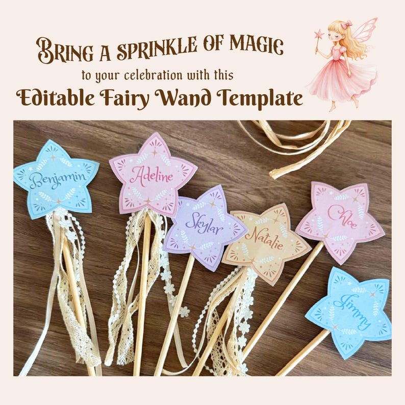 Editable Fairy Wand With Matching Signs – Custom Name Magical Wand ...