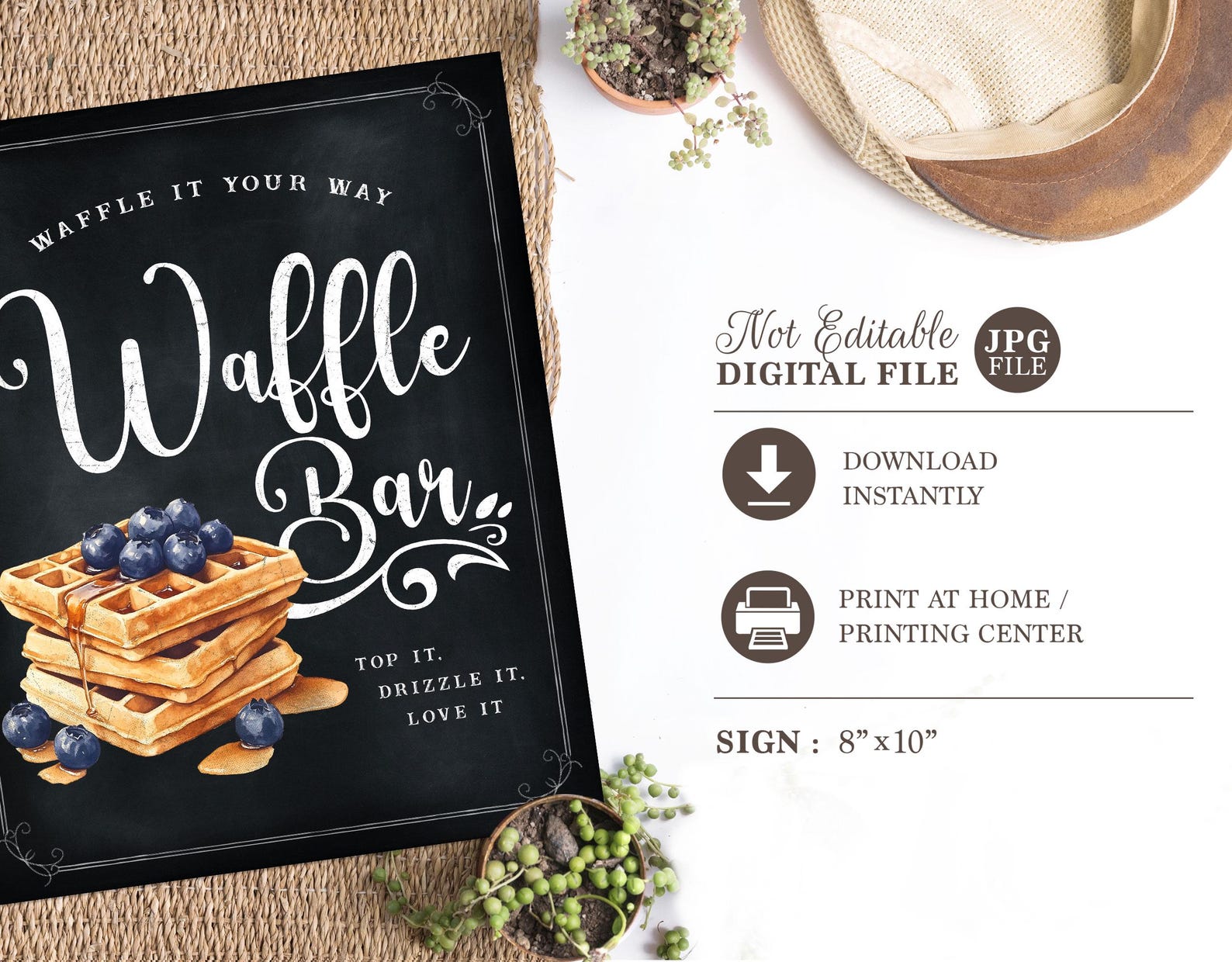 Waffle Bar - Waffle Station Sign - Chalkboard - Printable - Digital ...
