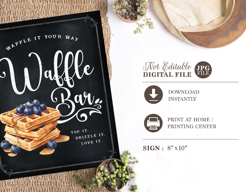 Waffle Bar - Waffle Station Sign - Chalkboard - Printable - Digital ...