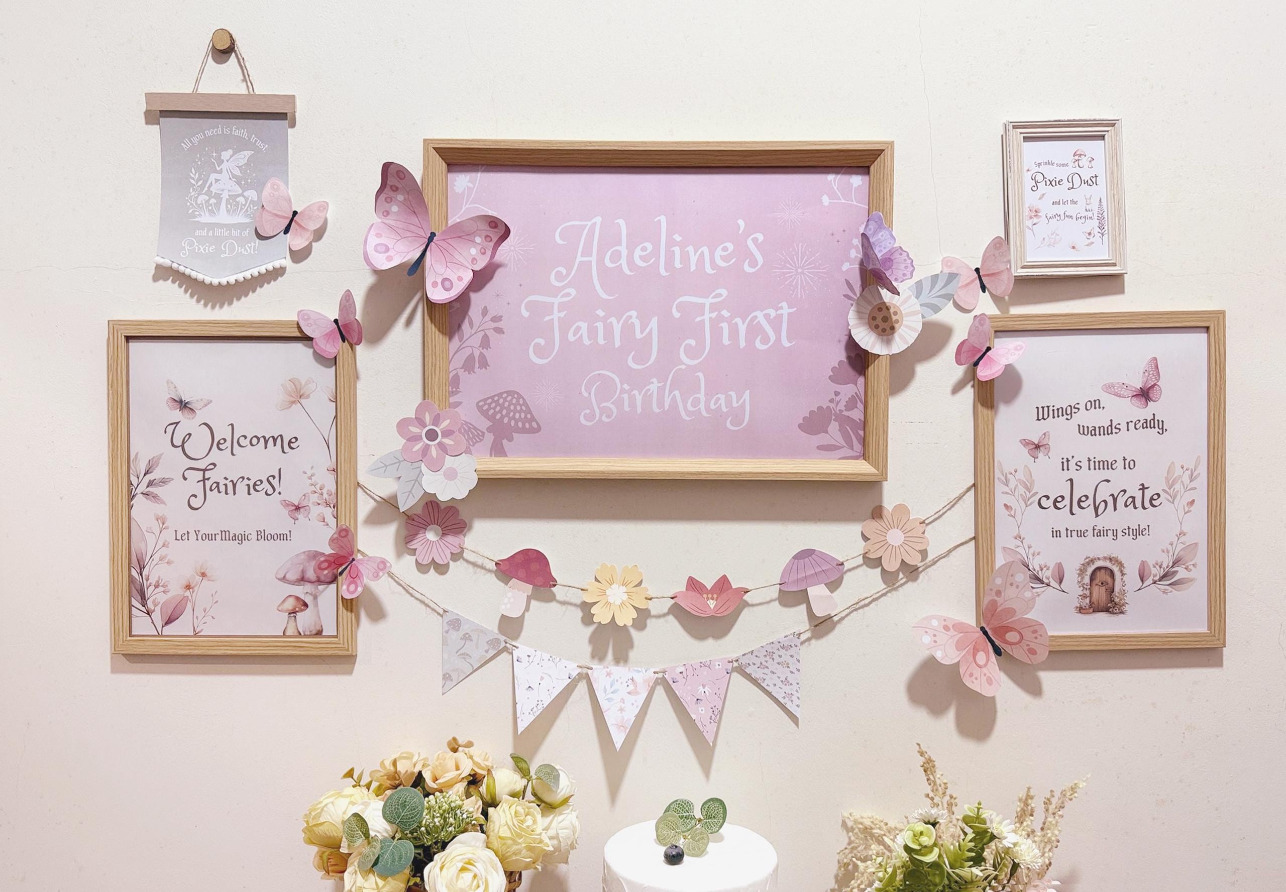 Editable Fairy Birthday Backdrop - Enchanted Garden Decorations ...