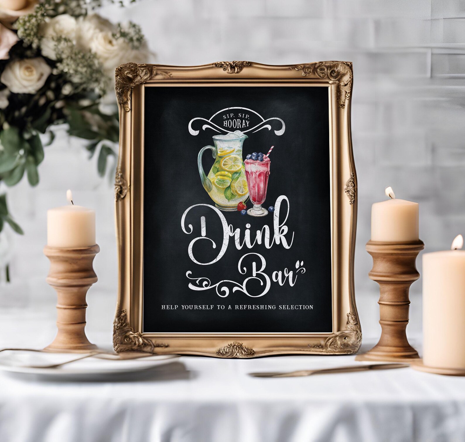 Drink Bar - Drink Station Sign - Chalkboard - Printable - Digital File ...