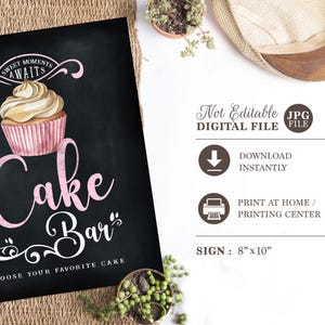 Cake Bar - Dessert Table Sign - Chalkboard - Printable - Digital File ...