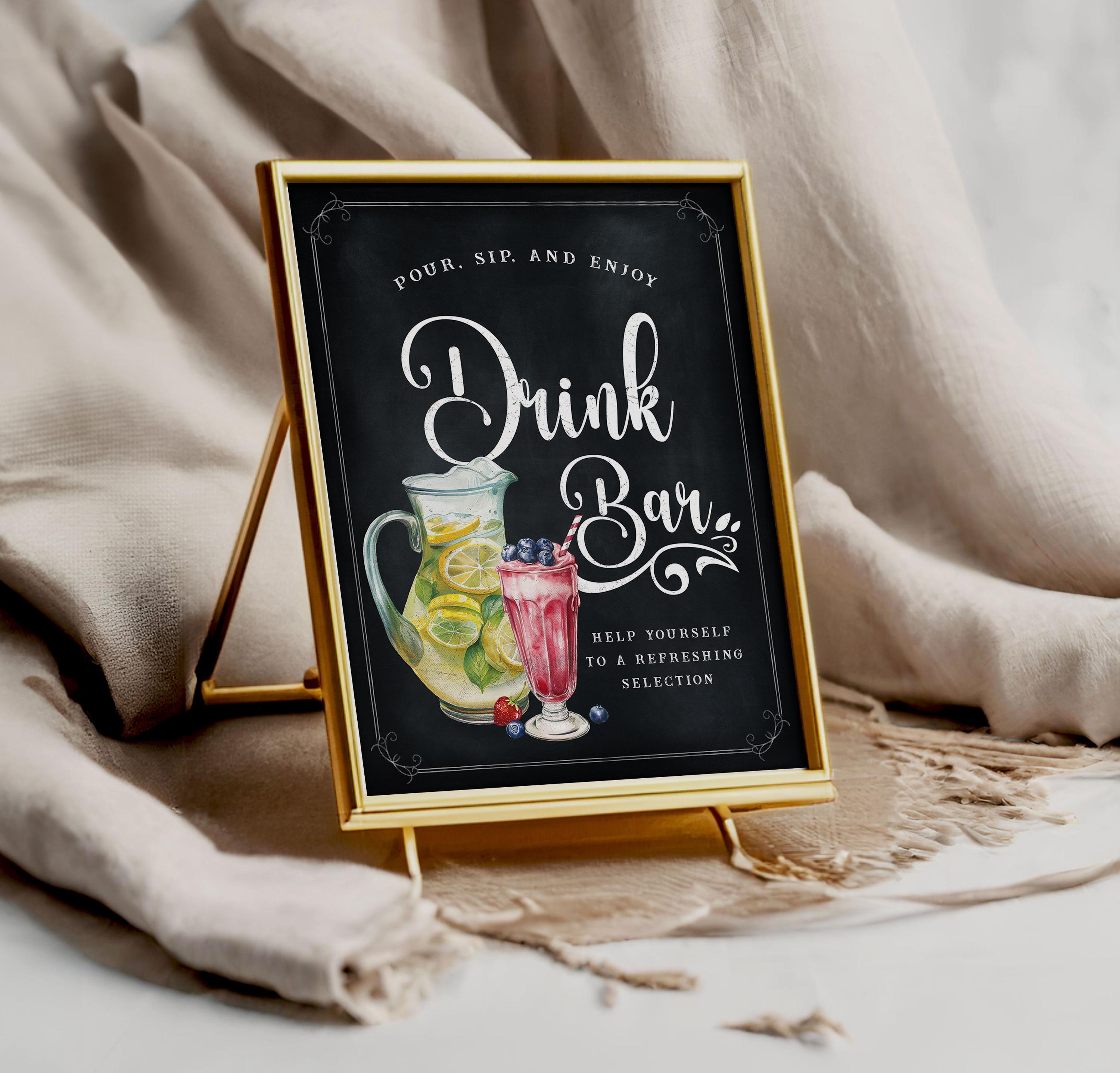Drink Bar - Drink Station Sign - Chalkboard - Printable - Digital File ...