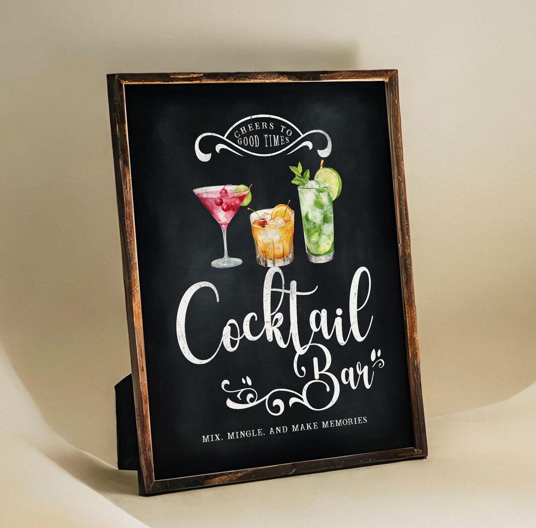 Cocktail Bar - Drinks Bar Sign - Chalkboard - Printable - Digital File ...