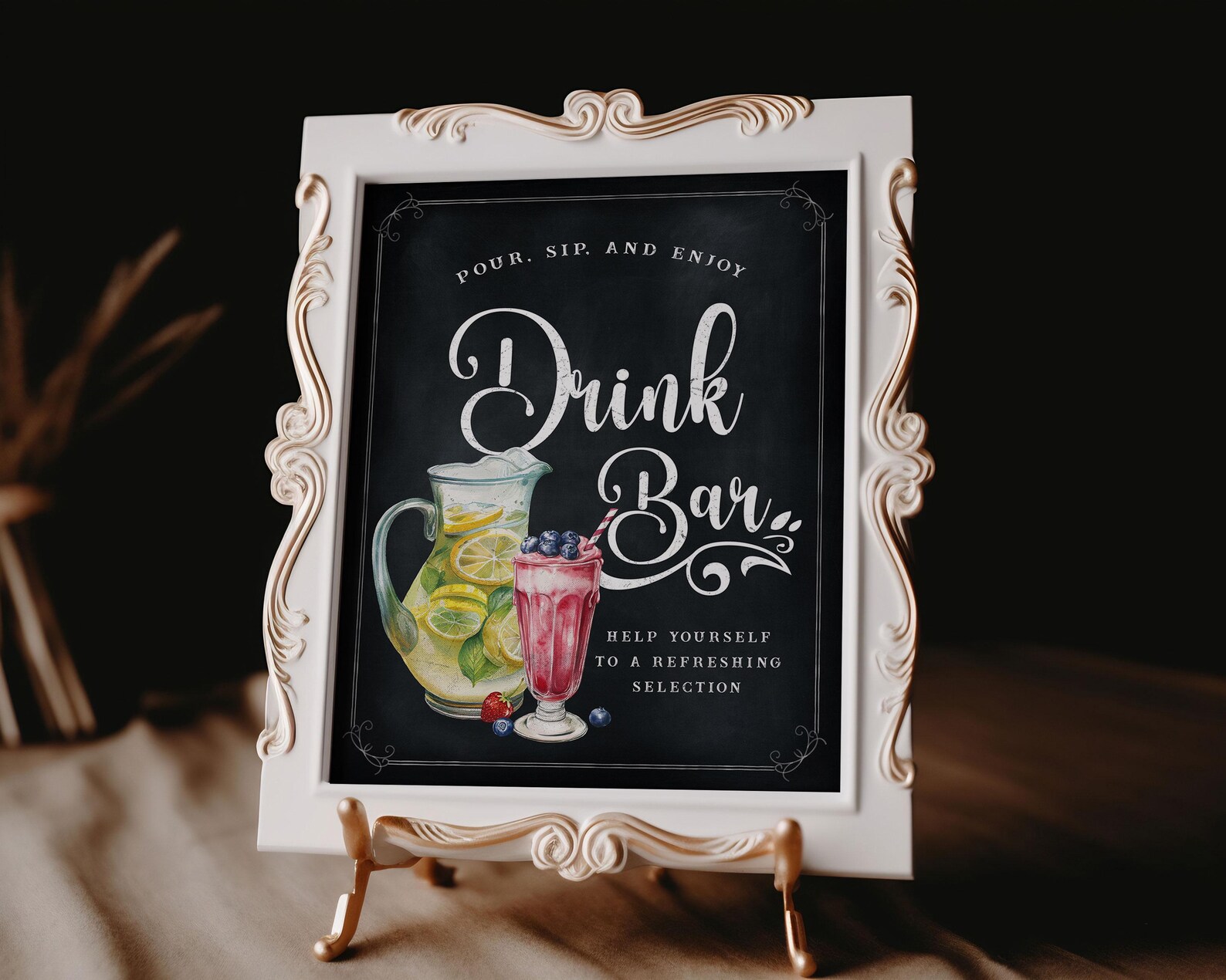 Drink Bar - Drink Station Sign - Chalkboard - Printable - Digital File ...