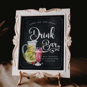 Drink Bar - Drink Station Sign - Chalkboard - Printable - Digital File ...