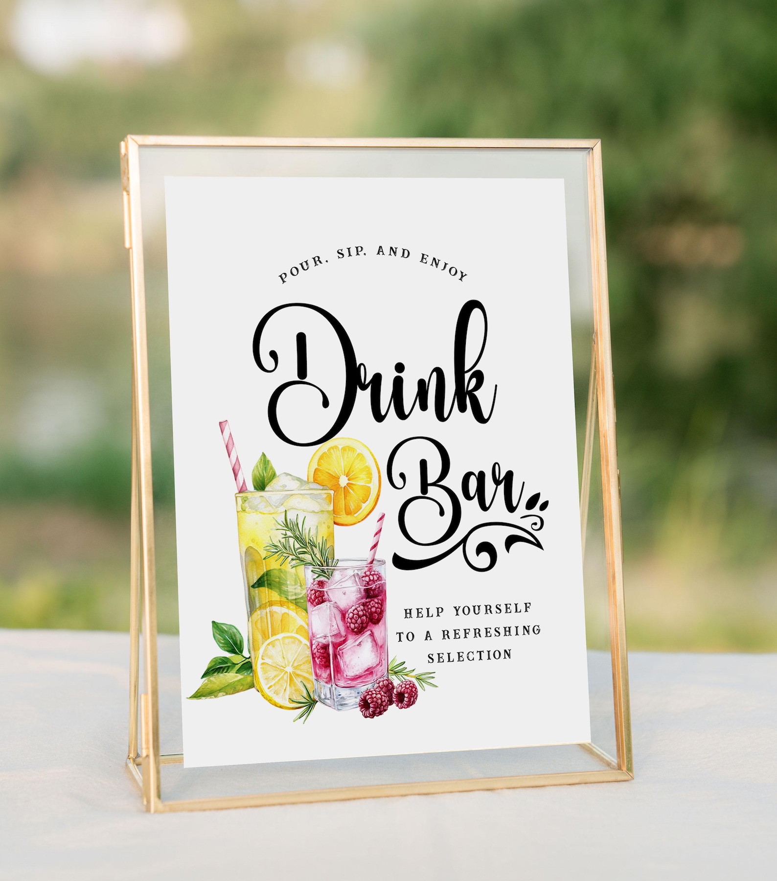 Drink Bar - Drink Station Sign - Chalkboard - Minimalist - Digital File ...