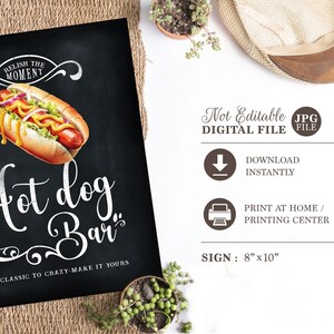 Hot Dog Bar Sign – Chalkboard Style Printable (digital File) - Etsy