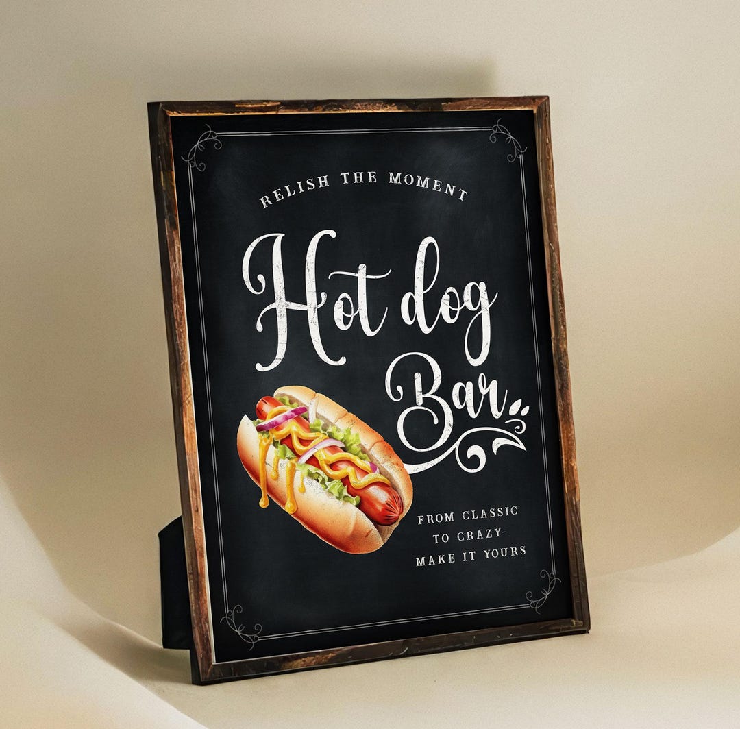 Hot Dog Bar - Hot Dog Station Sign - Chalkboard - Printable - Digital ...