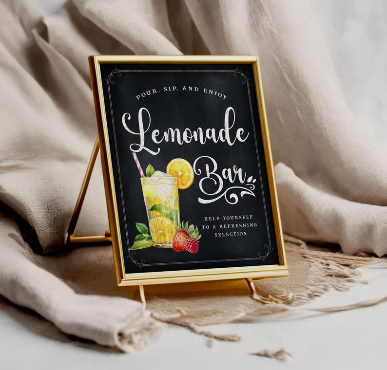 Lemonade Bar - Lemonade Stand Sign - Chalkboard - Printable - Digital ...