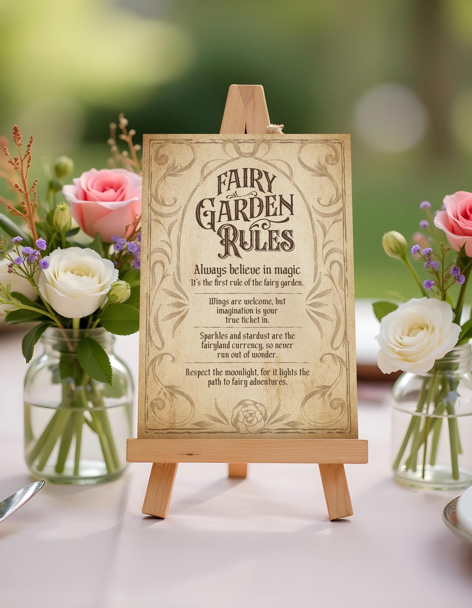 Fairy Garden Rules - Enchanted Garden Decorations - Flower Sign ...