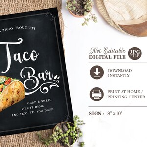 Taco Bar - Taco Station Sign - Chalkboard - Printable - Digital File - Etsy