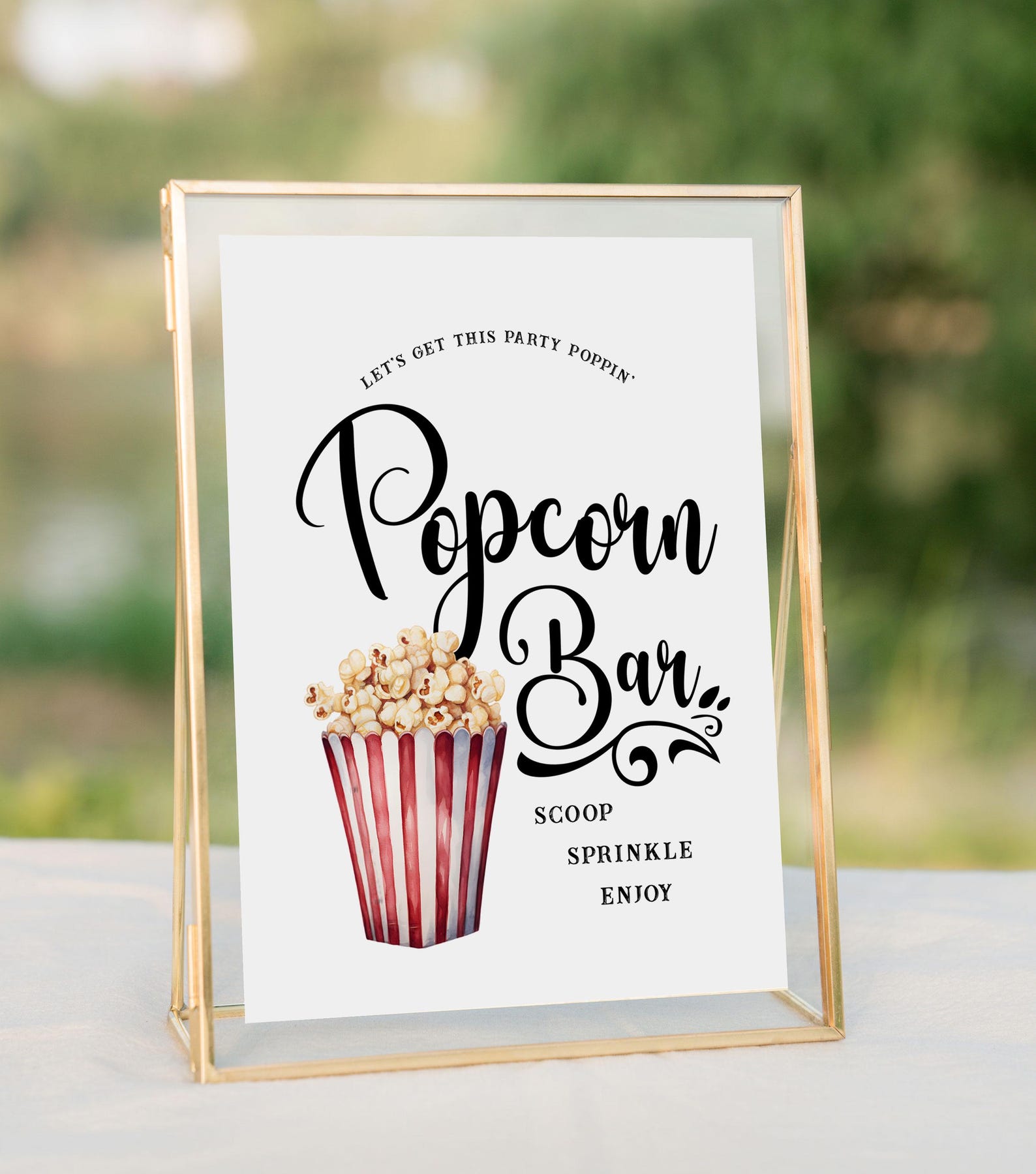 Popcorn Bar - Popcorn Station Sign - Minimalist - Printable - Digital ...