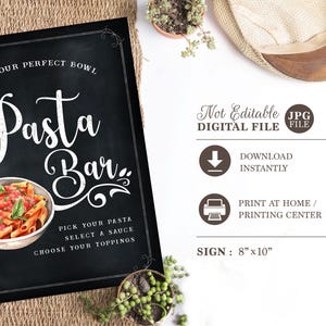 Pasta Bar - Pasta Station Sign - Chalkboard - Printable - Digital File ...