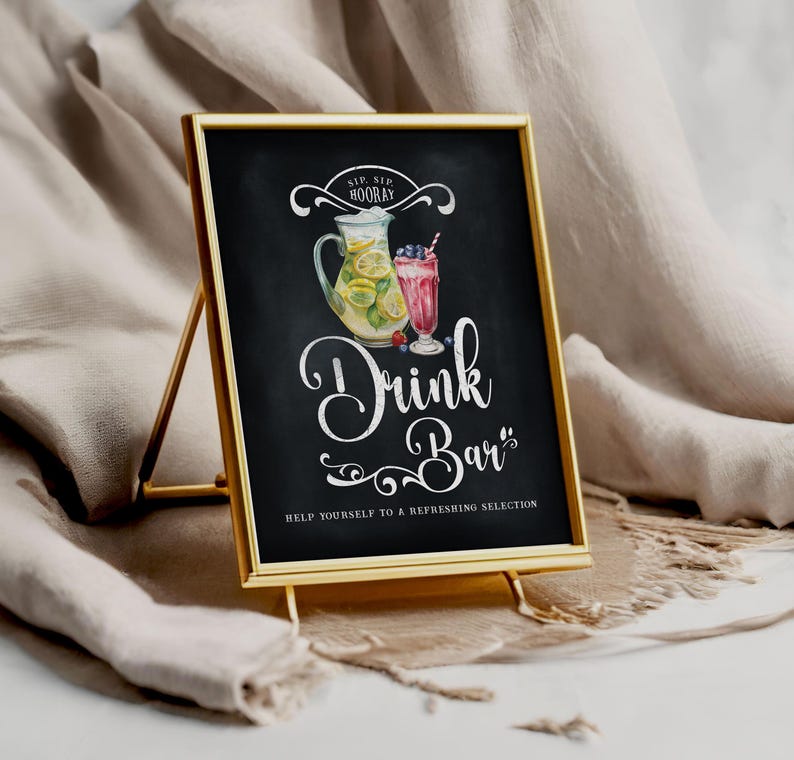 Drink Bar - Drink Station Sign - Chalkboard - Printable - Digital File ...