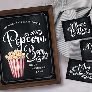 Popcorn Bar - Popcorn Station Sign - Chalkboard - Printable - Digital ...