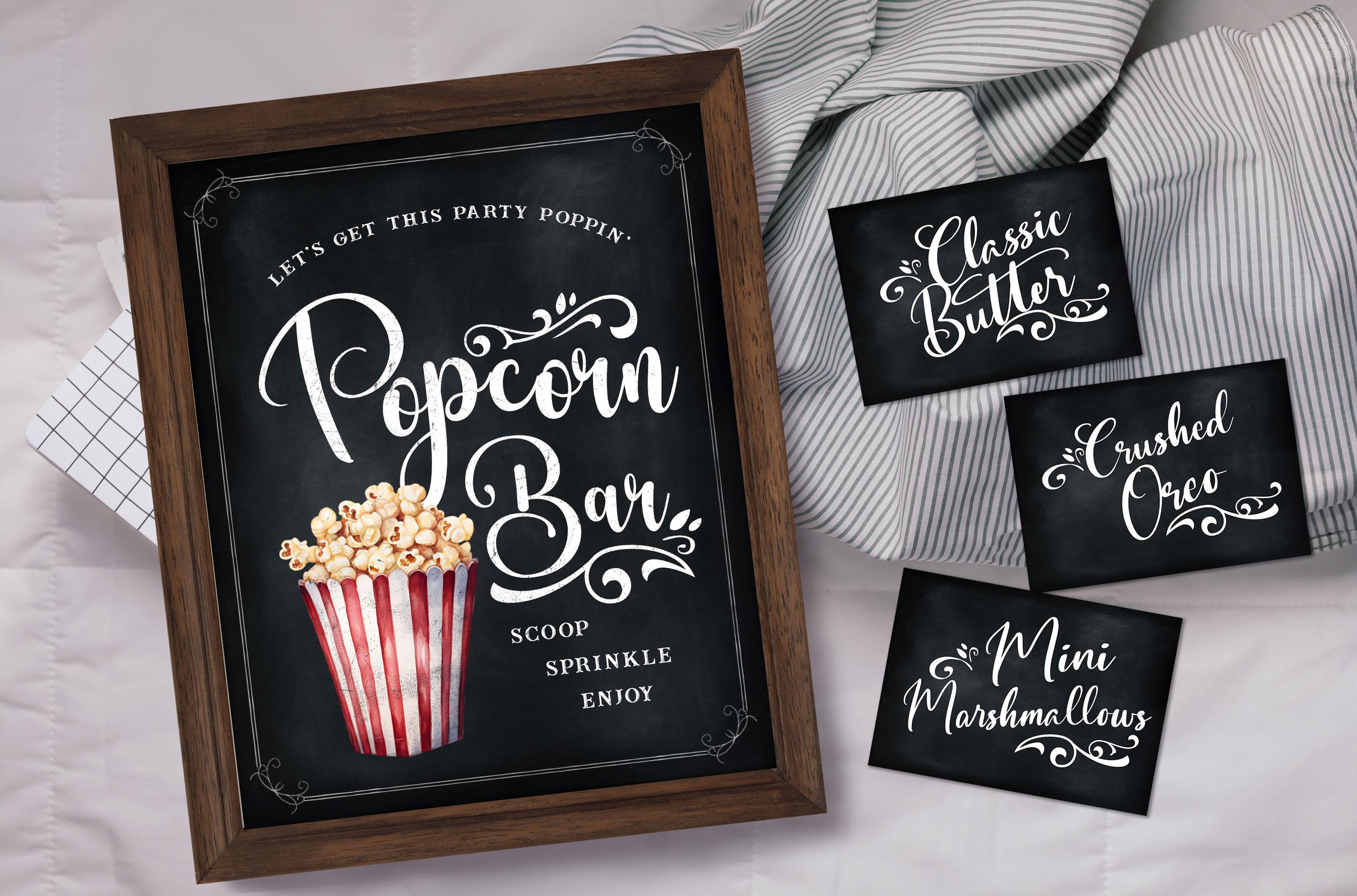 Popcorn Bar - Popcorn Station Sign - Chalkboard - Printable - Digital ...