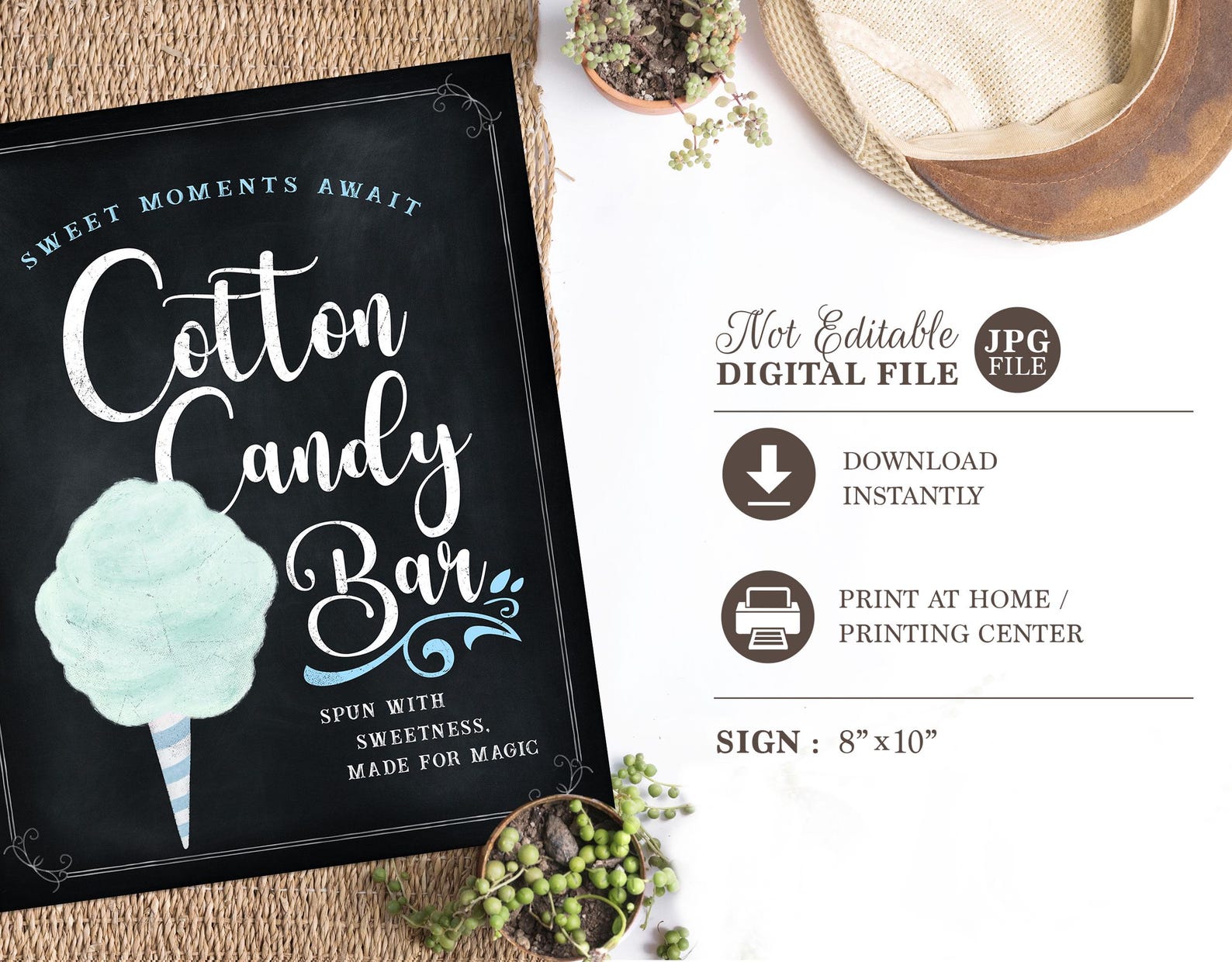 Cotton Candy Bar - Cotton Candy Station Sign - Chalkboard - Printable ...