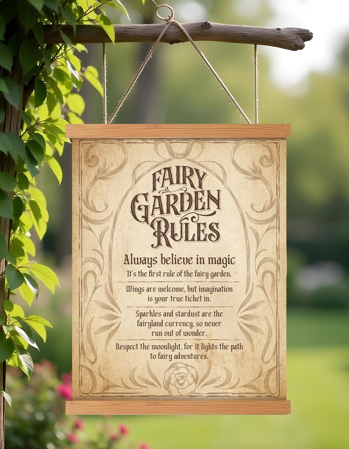 Fairy Garden Rules - Enchanted Garden Decorations - Flower Sign ...