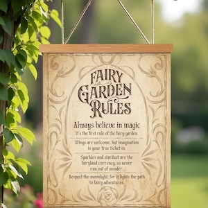 Fairy Garden Rules - Enchanted Garden Decorations - Flower Sign ...