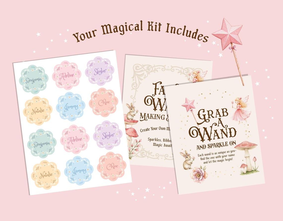 Editable Fairy Wand With Matching Signs – Custom Name Magical Wand ...