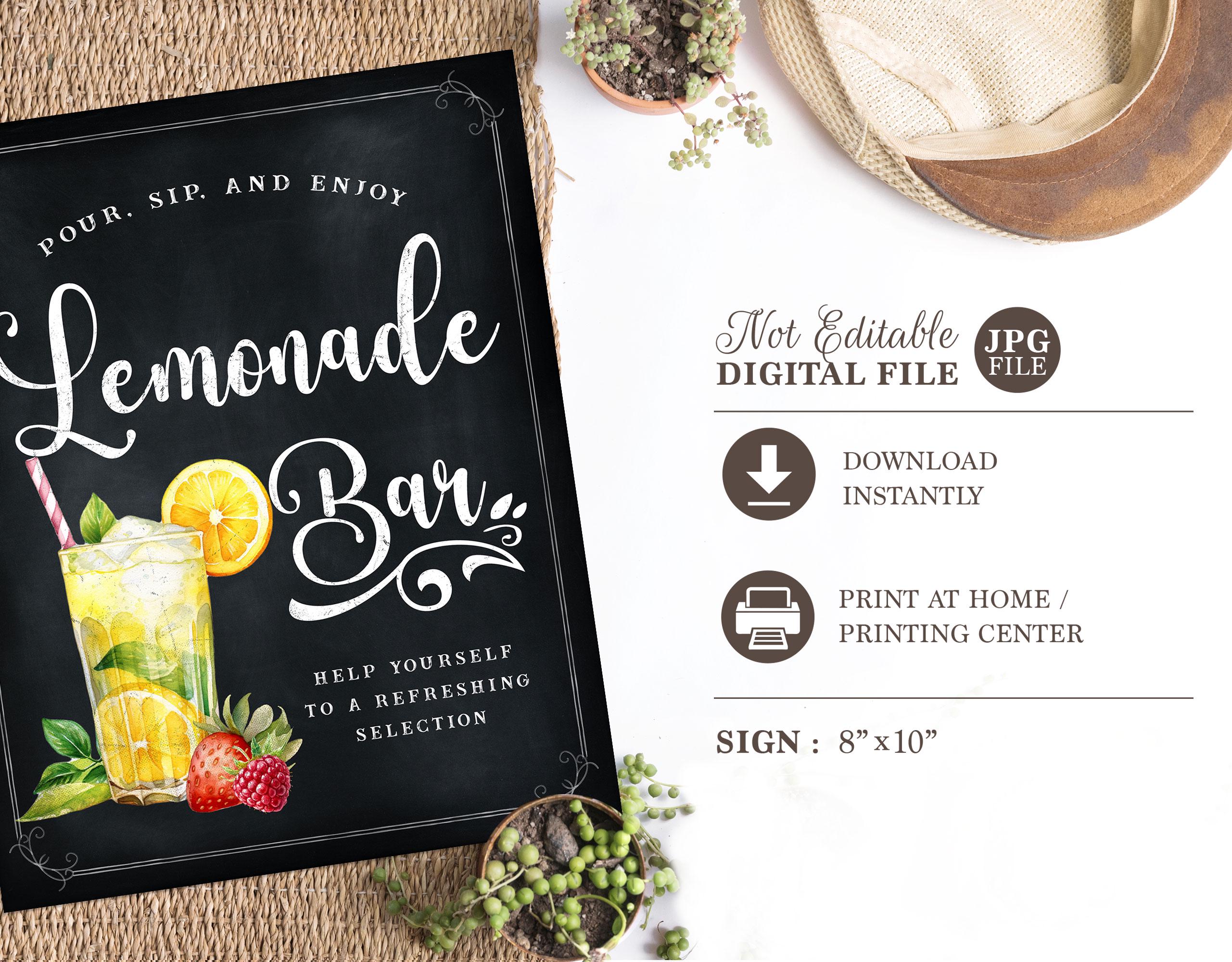 Lemonade Bar - Lemonade Stand Sign - Chalkboard - Printable - Digital ...