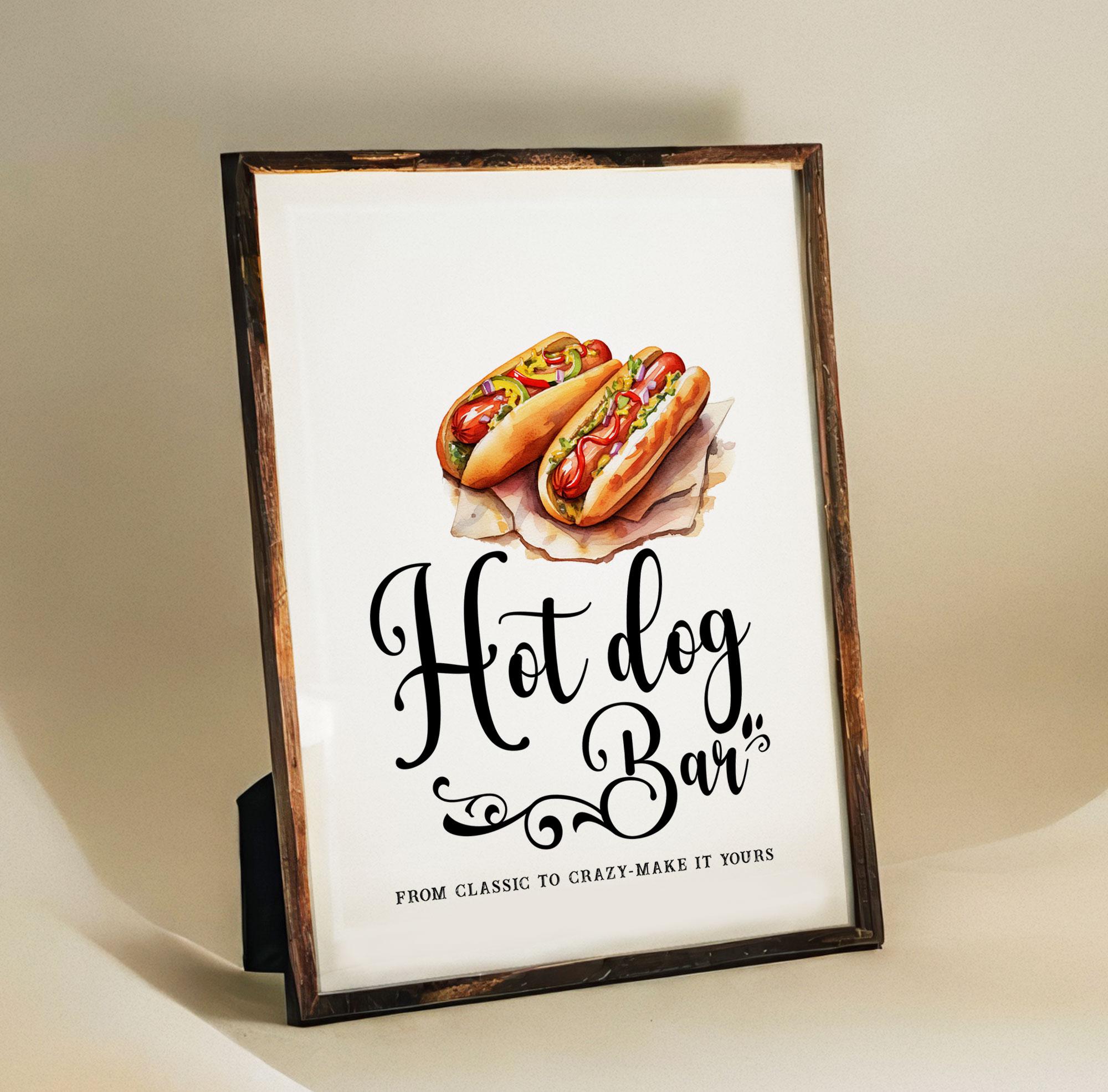 Hot Dog Bar Sign – Chalkboard Style Printable (digital File) - Etsy