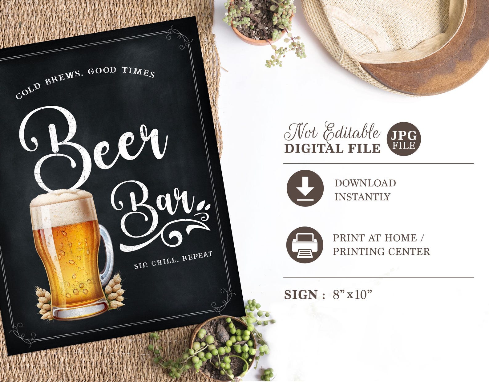 Beer Bar - Cheers and Beer Sign - Chalkboard - Printable - Digital File ...