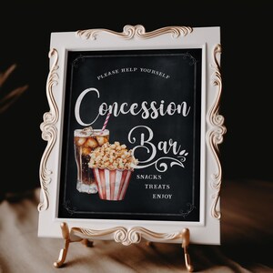Concession Bar - Concession Stand Sign - Movie Time - Chalkboard ...