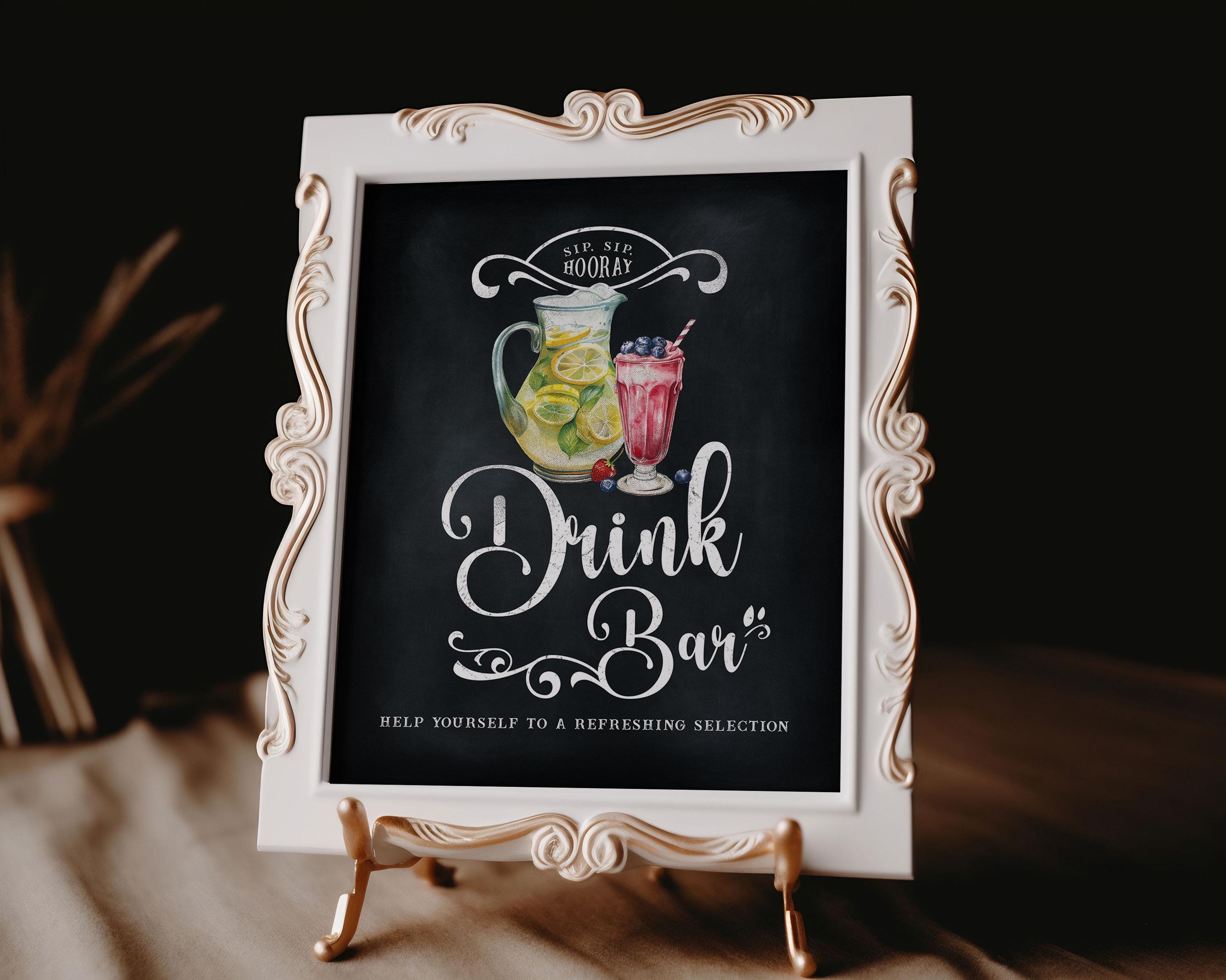 Drink Bar - Drink Station Sign - Chalkboard - Printable - Digital File ...