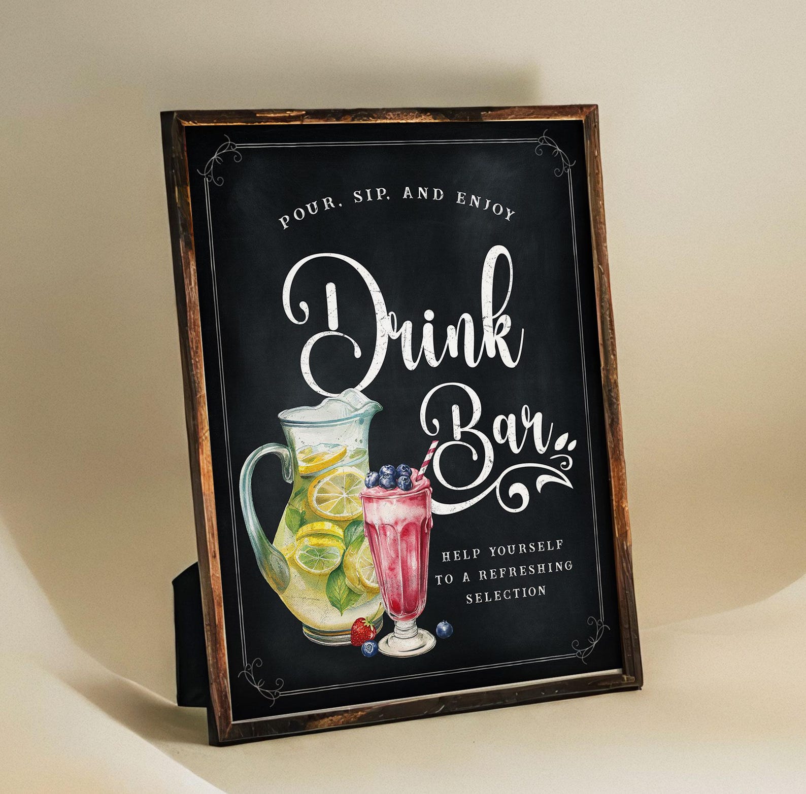Drink Bar - Drink Station Sign - Chalkboard - Printable - Digital File ...