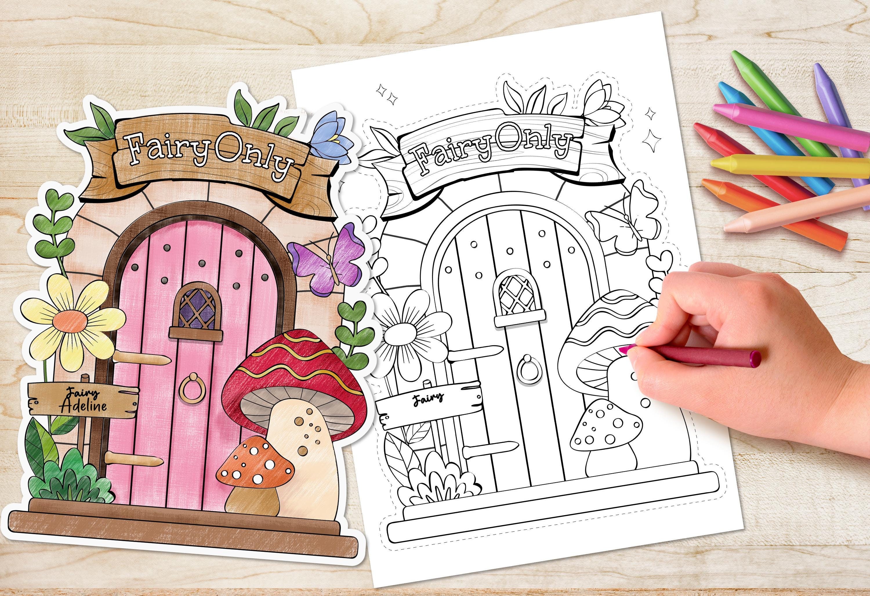 Printable Fairy Door Coloring Page - Garden Party Activity (digital ...