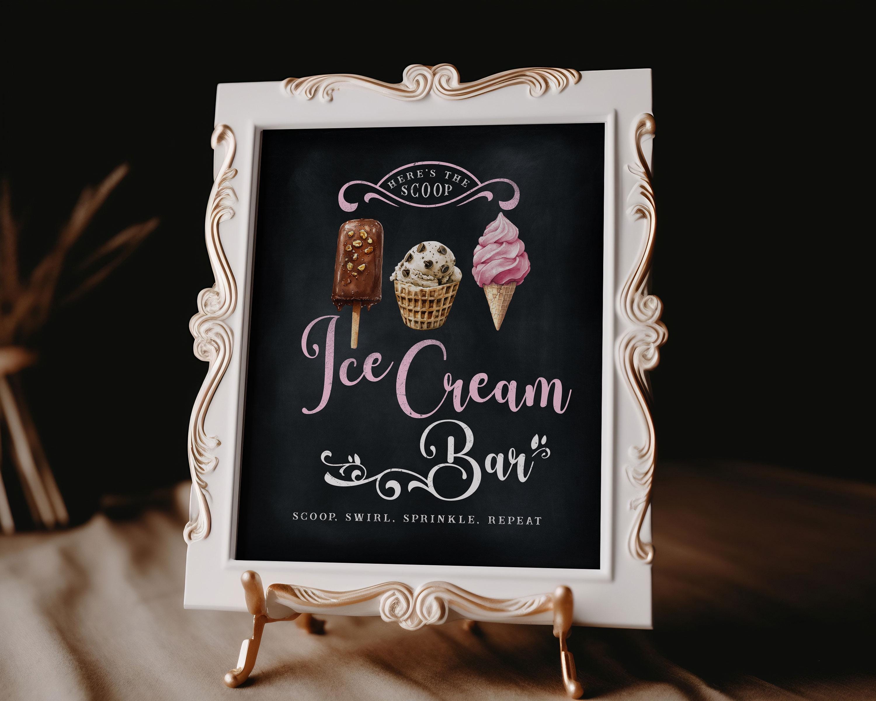 Ice Cream Bar - Sundae Station Sign - Chalkboard - Printable - Digital ...