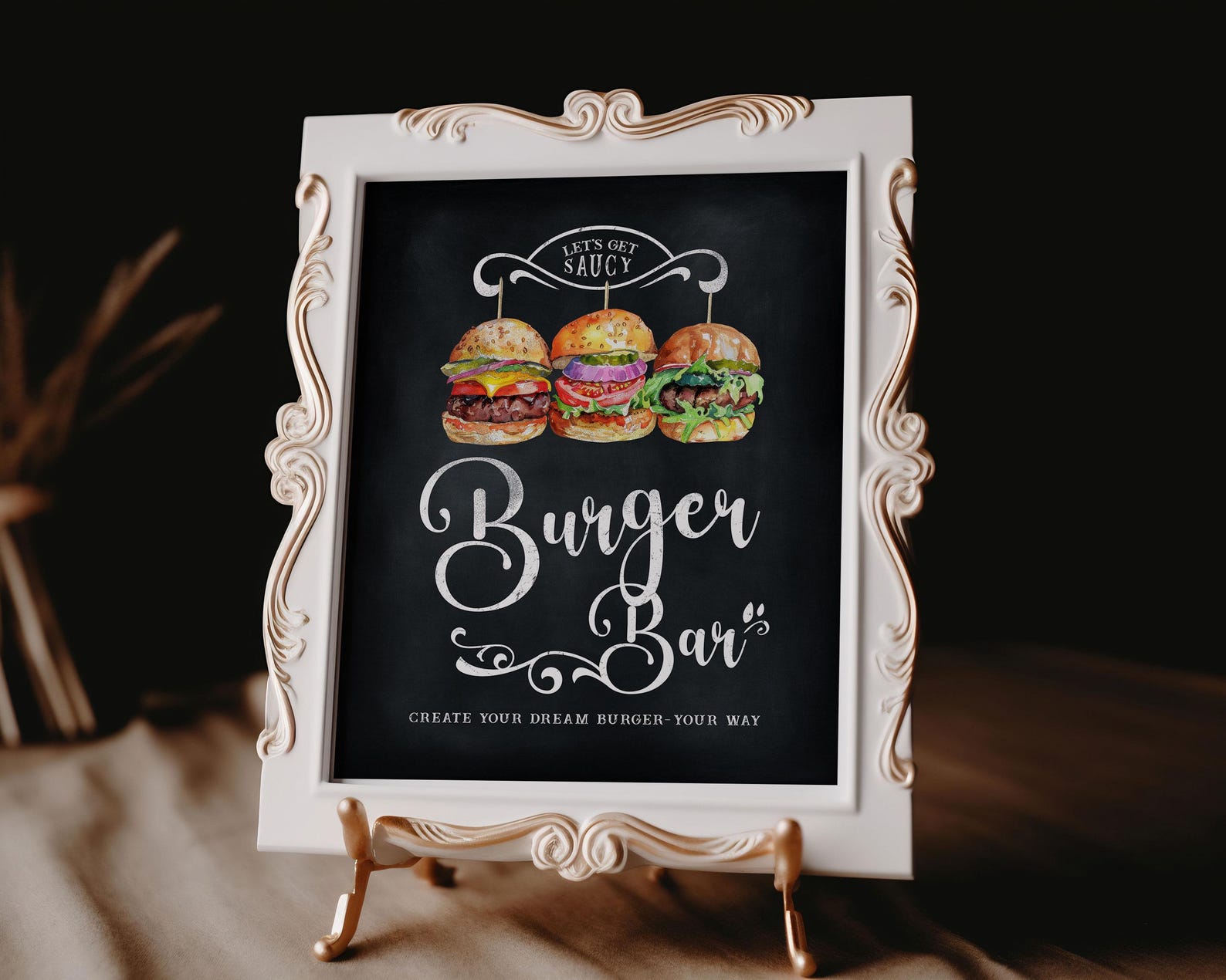 Burger Bar - Burger Station Sign - Chalkboard - Printable - Digital ...